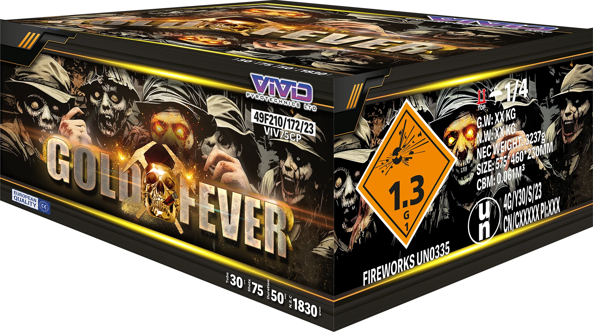 Gold Fever - 75 Shot - Vivid – Firework Shop London